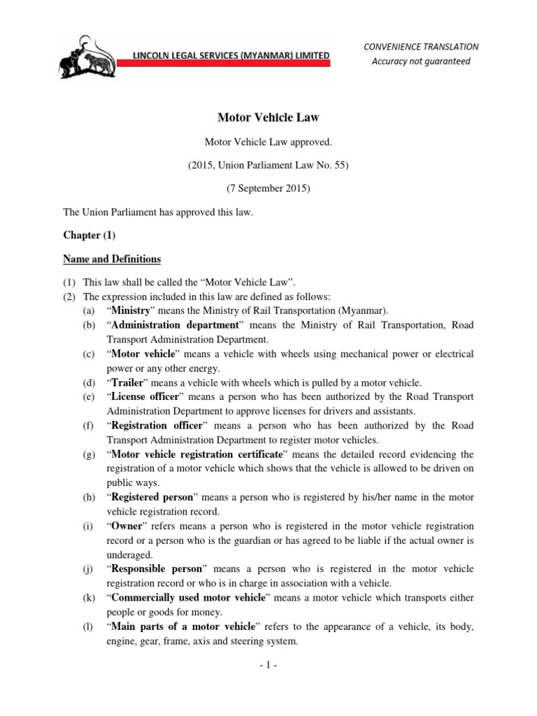 7 Sep 2015 Motor Vehicle Law | PDF | Driver's License | Vehicles
