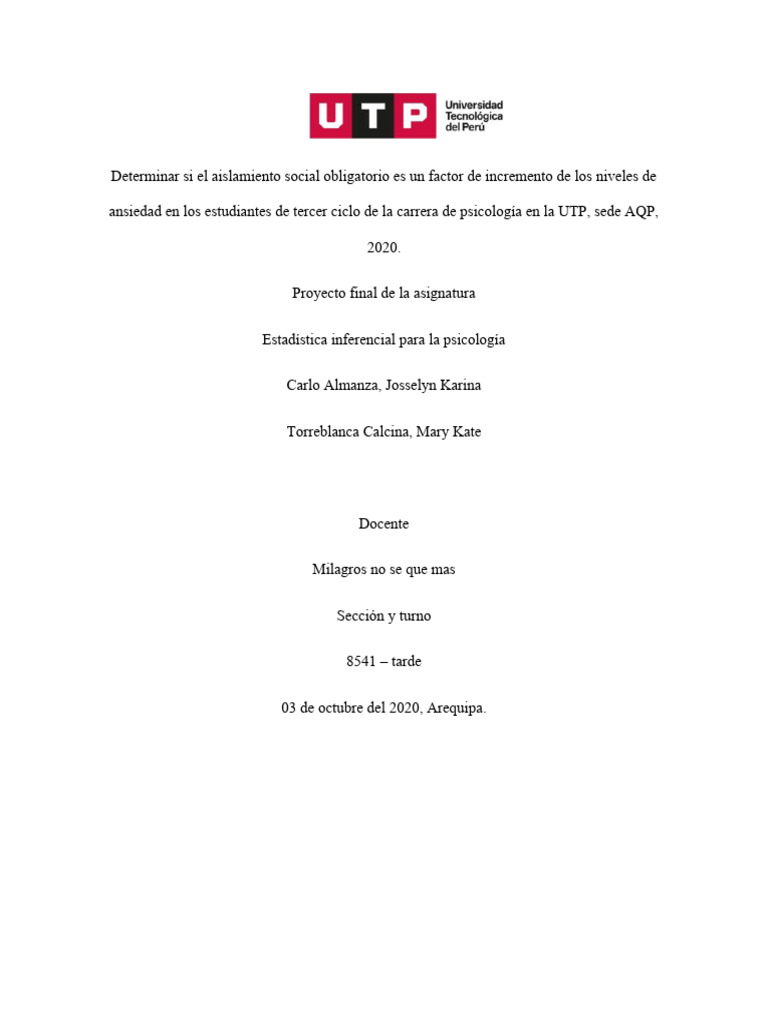 Aislamiento Social y Ansiedad en Estudiantes | PDF | Ansiedad ...