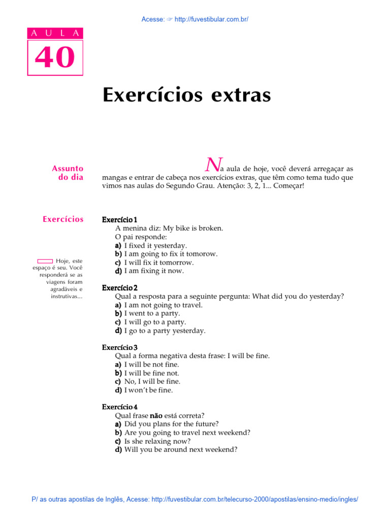 40 Exercicios Extras | PDF
