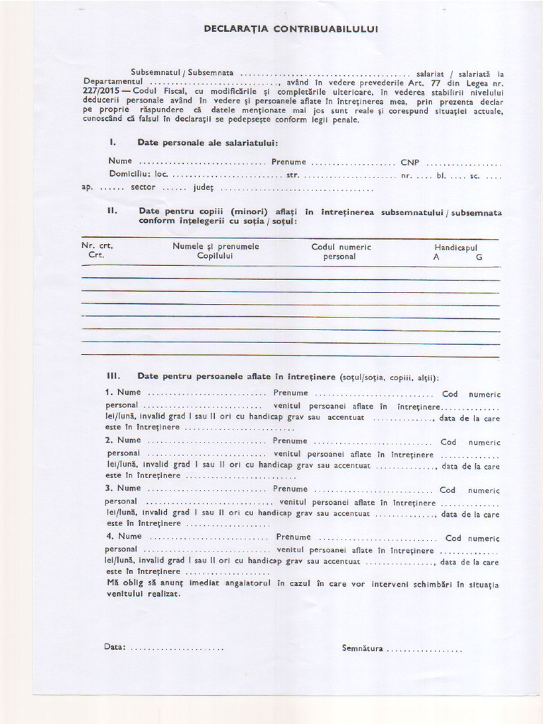 Declaratie Venit | PDF