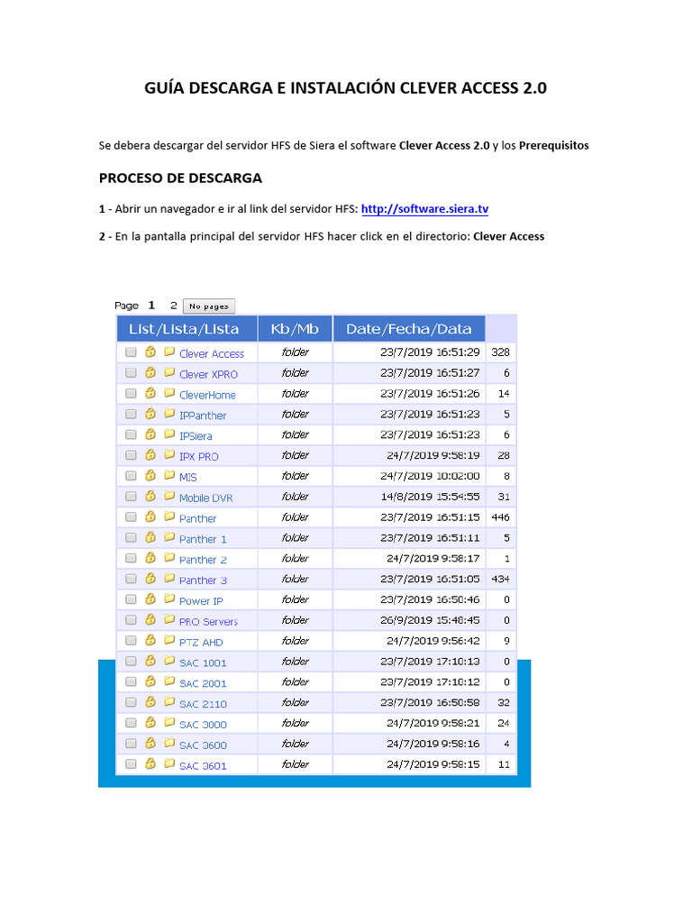 1 Clever Access 2.0 Guía Descarga e Instalación (Versión Español 0920) | PDF
