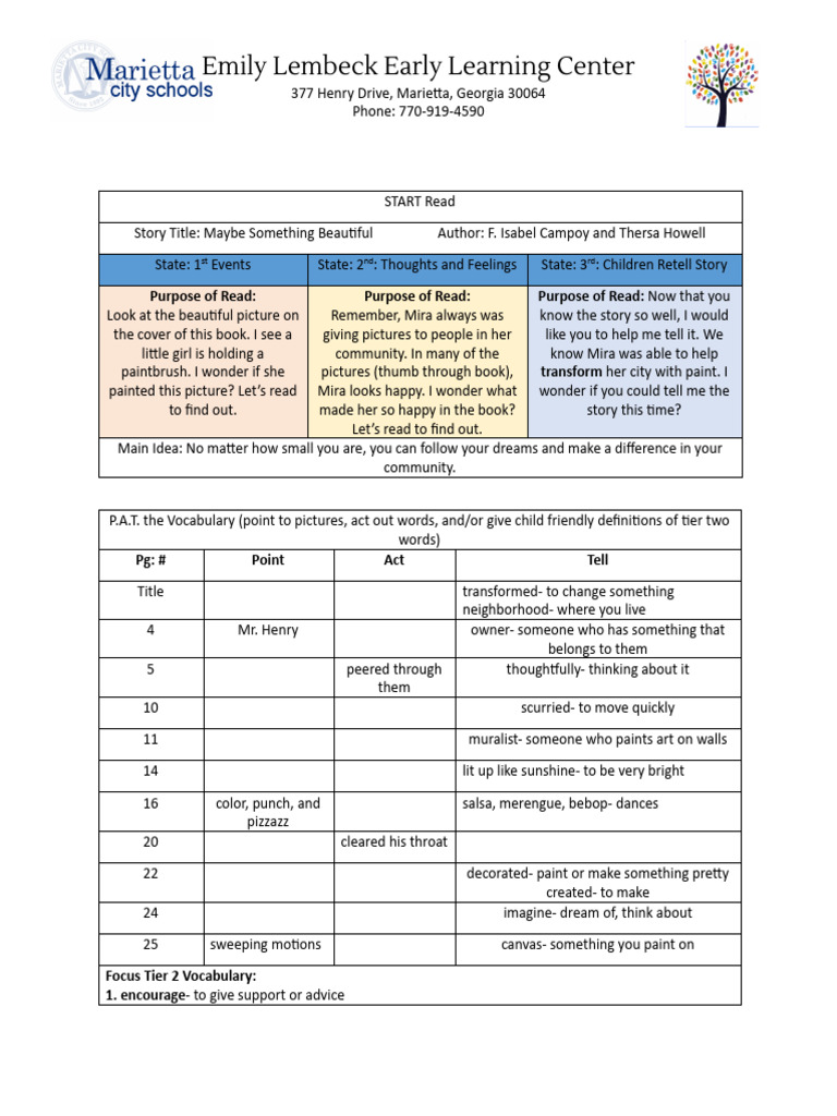 Activities for "Maybe Something Beautiful" | PDF