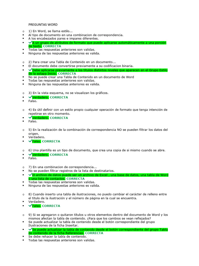 Preguntas Word | PDF | Microsoft Word | Archivo de computadora