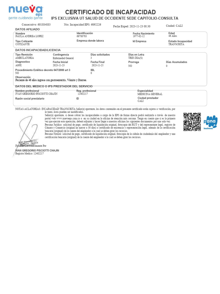 Formato Incapacidad Ips Nueva Eps | Descargar gratis PDF | Medicina ...