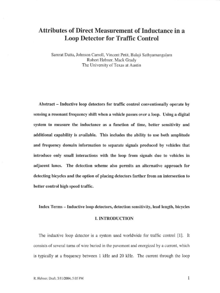 Attributes of Direct Measurement of Inductance in A Loop Detector For ...