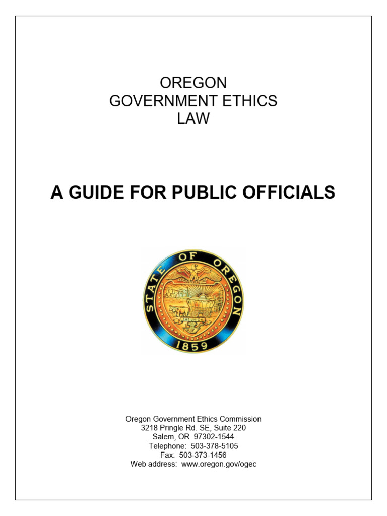 Oregon Ethics Law Guide for Officials | PDF | Conflict Of Interest ...