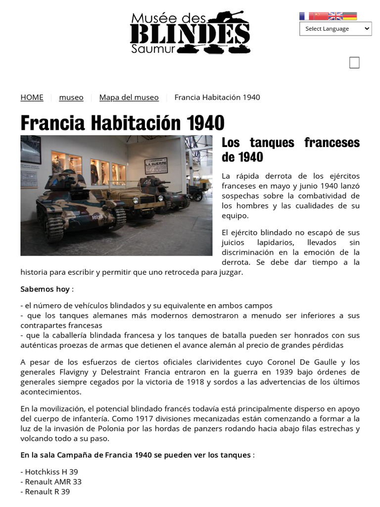 Los Tanques Franceses de 1940 en El Museo de Los Escudos de Saumur ...