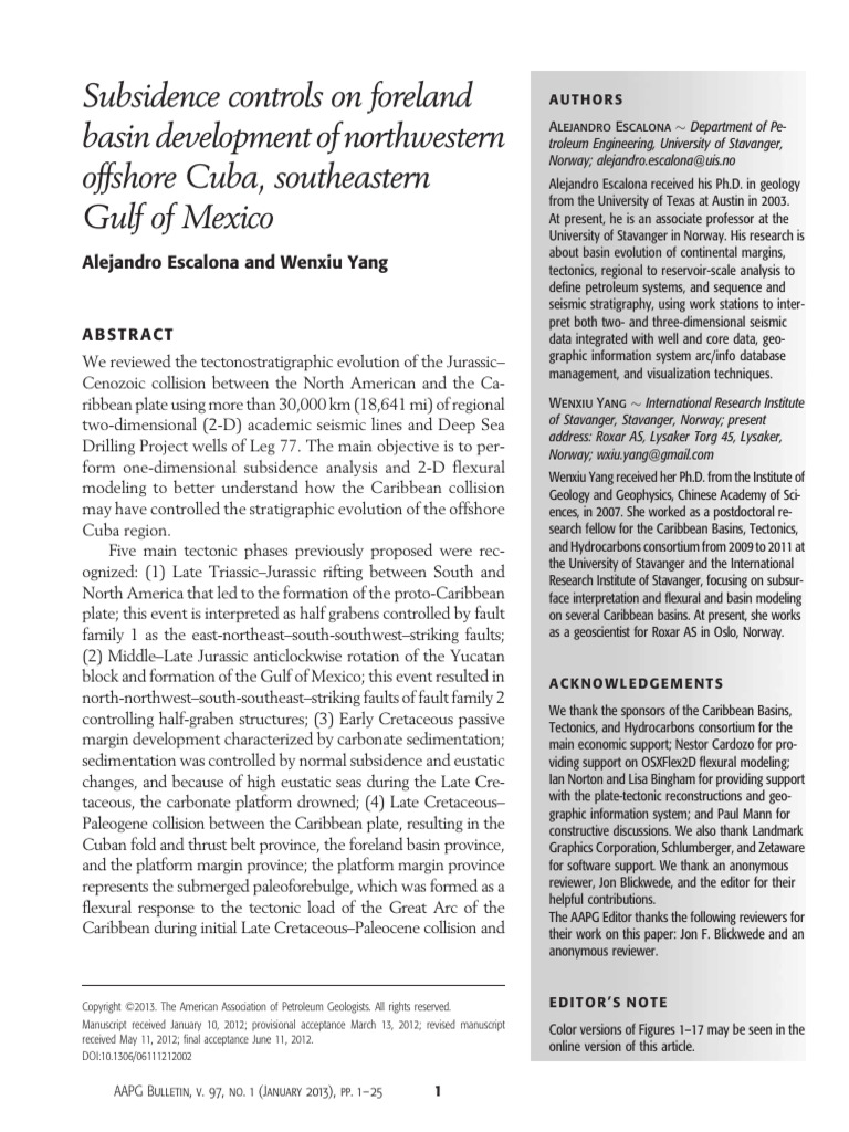Subsidence Controls On Foreland Basin Development of Northwestern ...
