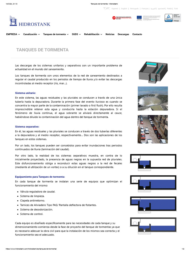 Tanques de tormenta - Hidrostank | PDF