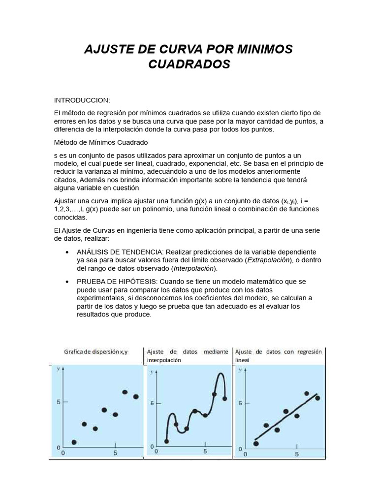 AJUSTE DE CURVA POR MINIMOS CUADRADOS | PDF | Mínimos cuadrados | Análisis de regresión