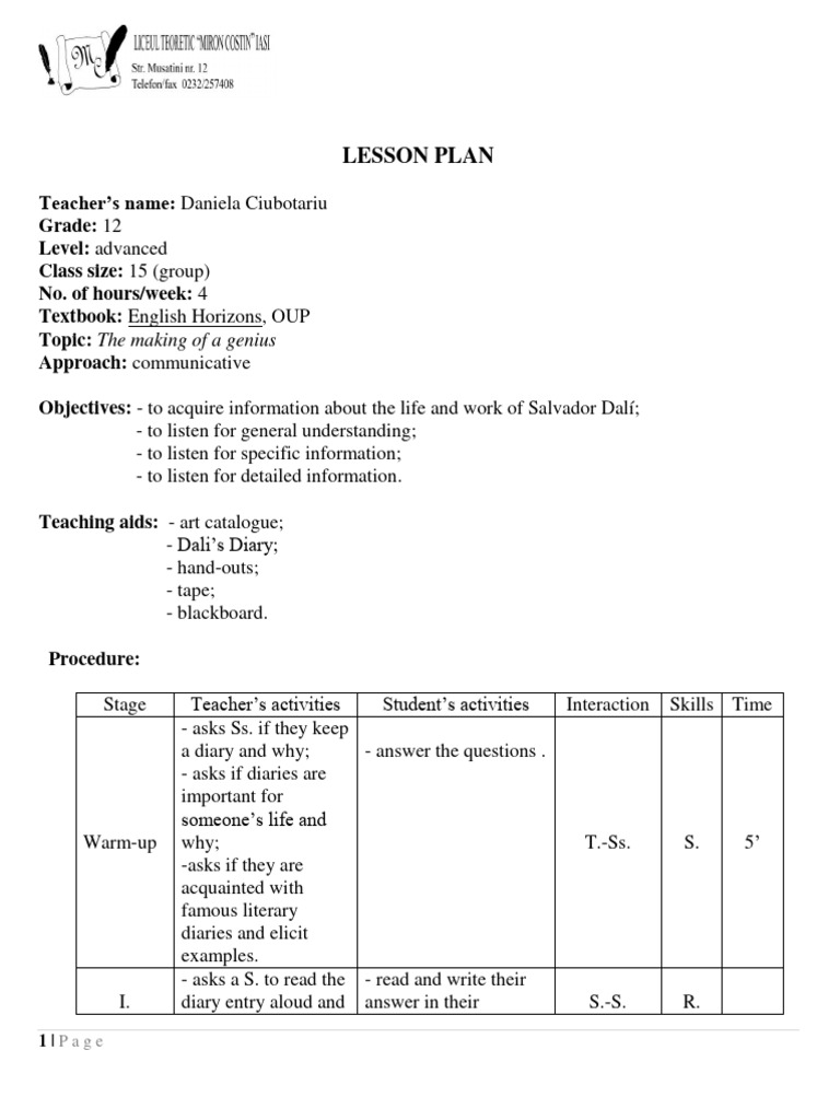 Lesson Plan 12th Grade Culture | PDF | Lesson Plan | Cognitive Science