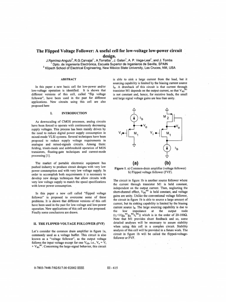 2002 J.ramirez Angulo The Flipped Voltage Follower A Useful Cell For Low-Voltage Low-Power ...