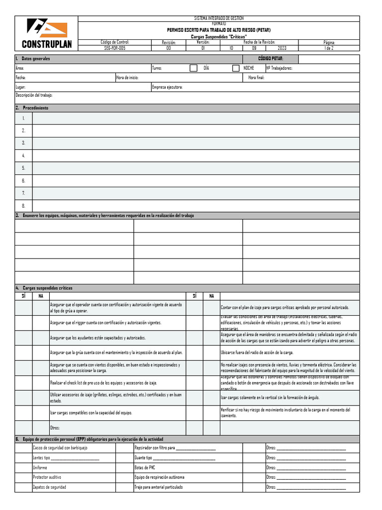 Seg-For-005 Petar Cargas Suspendidas Criticas | PDF