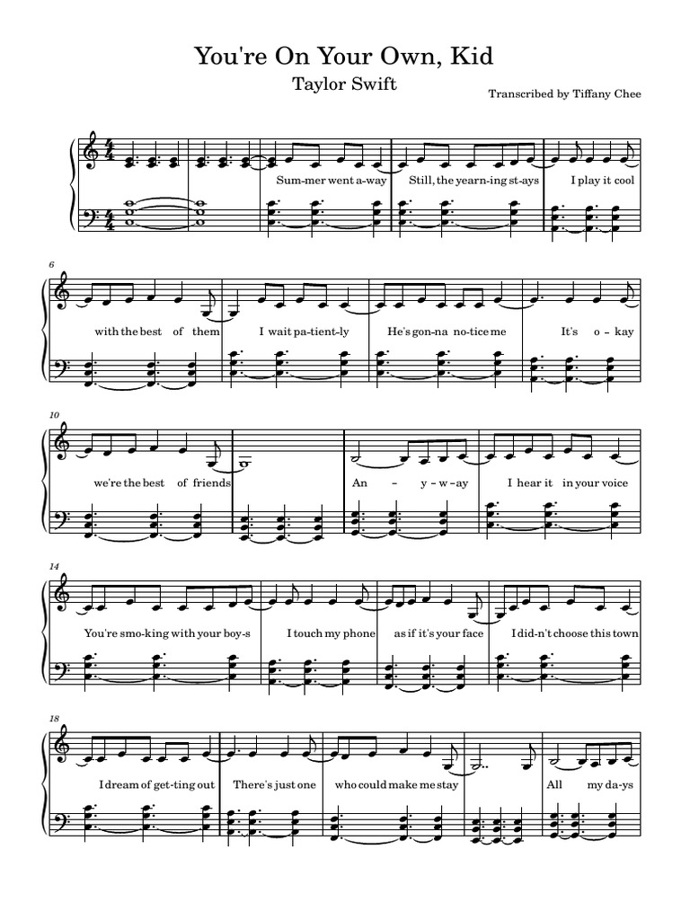 Youre On Your Own Kid Taylor Swift | PDF | Song Recordings Produced ...