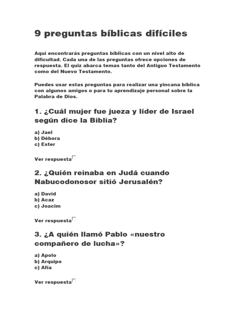 9 preguntas bíblicas difíciles | PDF | Biblia | Juan el apóstol