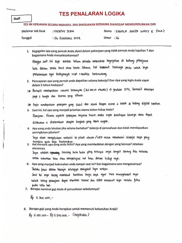 Test Logika & Matematika OLA | PDF