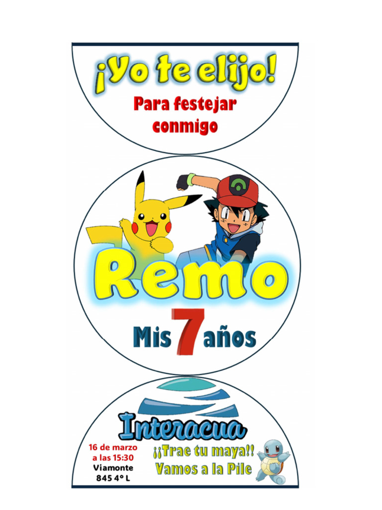 Plantilla Invitación Pokemón | PDF