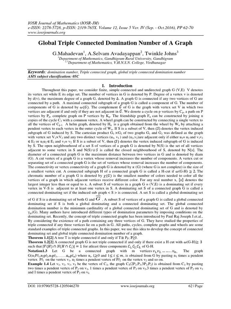 Triple Connected Domination | PDF | Vertex (Graph Theory) | Graph Theory