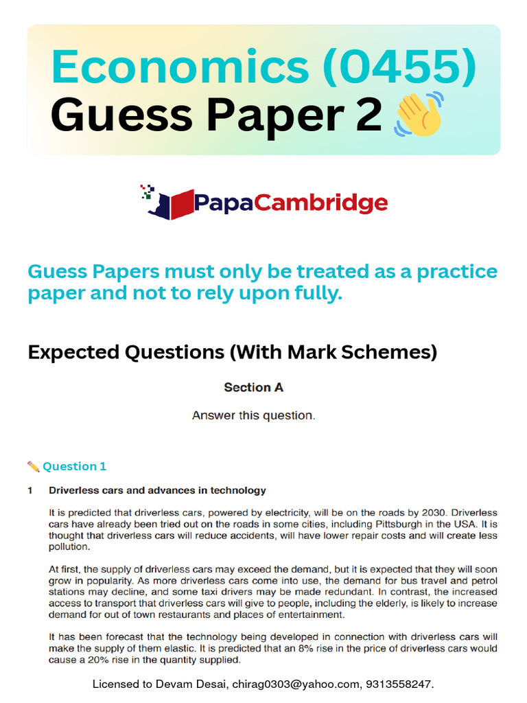 Economics 0455 Guess Paper 2 | PDF