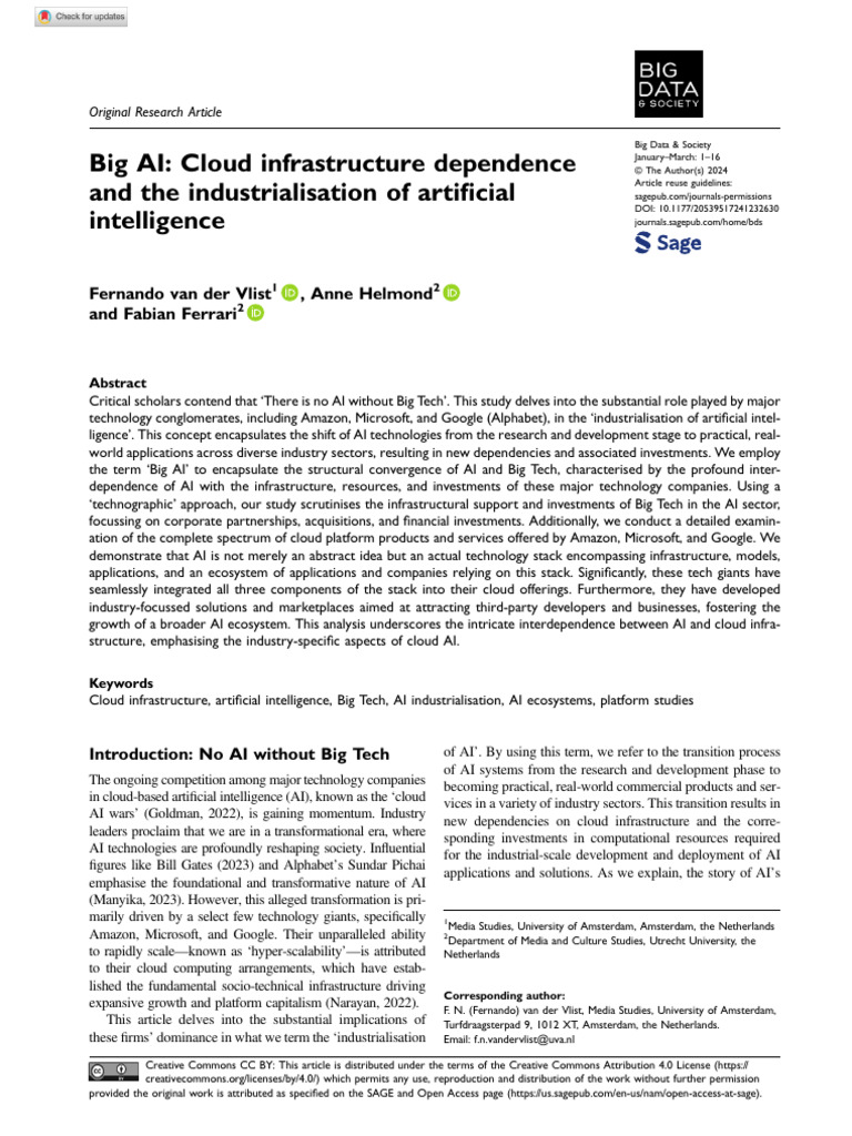 Van Der Vlist Et Al 2024 Big Ai Cloud Infrastructure Dependence and The Industrialisation of ...