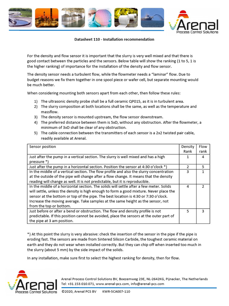 KWR 5CA007 110 Installation Recommendation | PDF