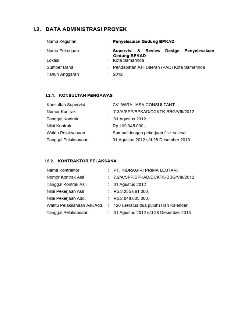 Data Administrasi Proyek | PDF | Teknologi & Rekayasa