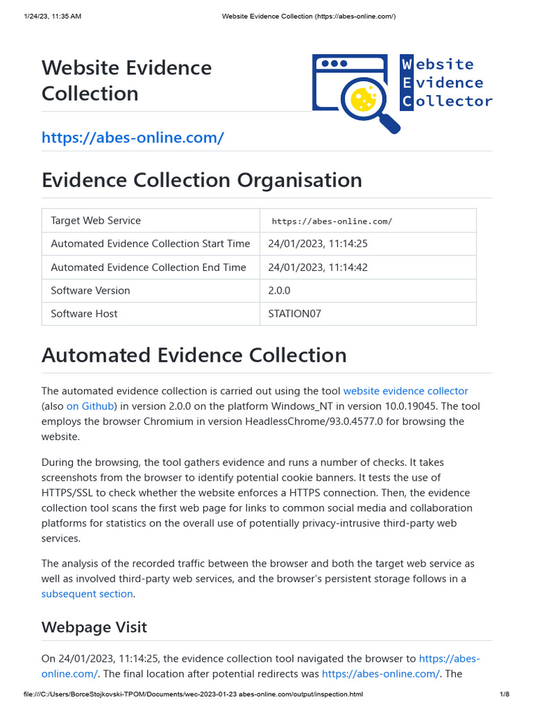Website Evidence Collection | PDF | World Wide Web | Internet & Web