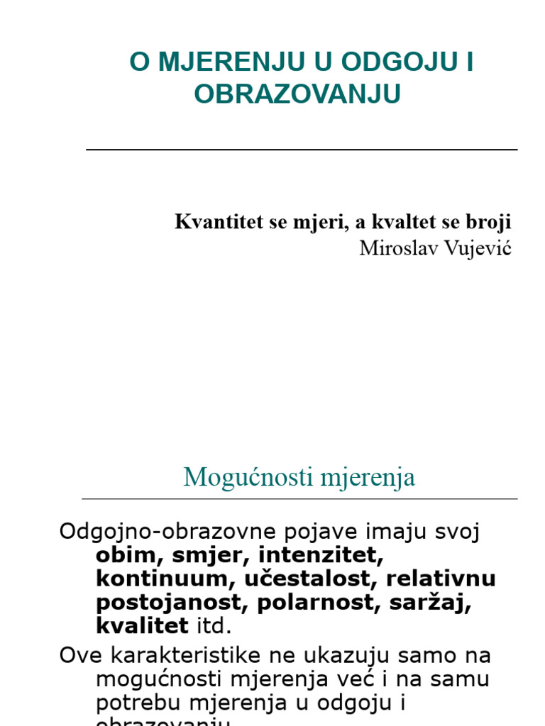 O Mjerenju U Odgoju I Obrazovanju | PDF