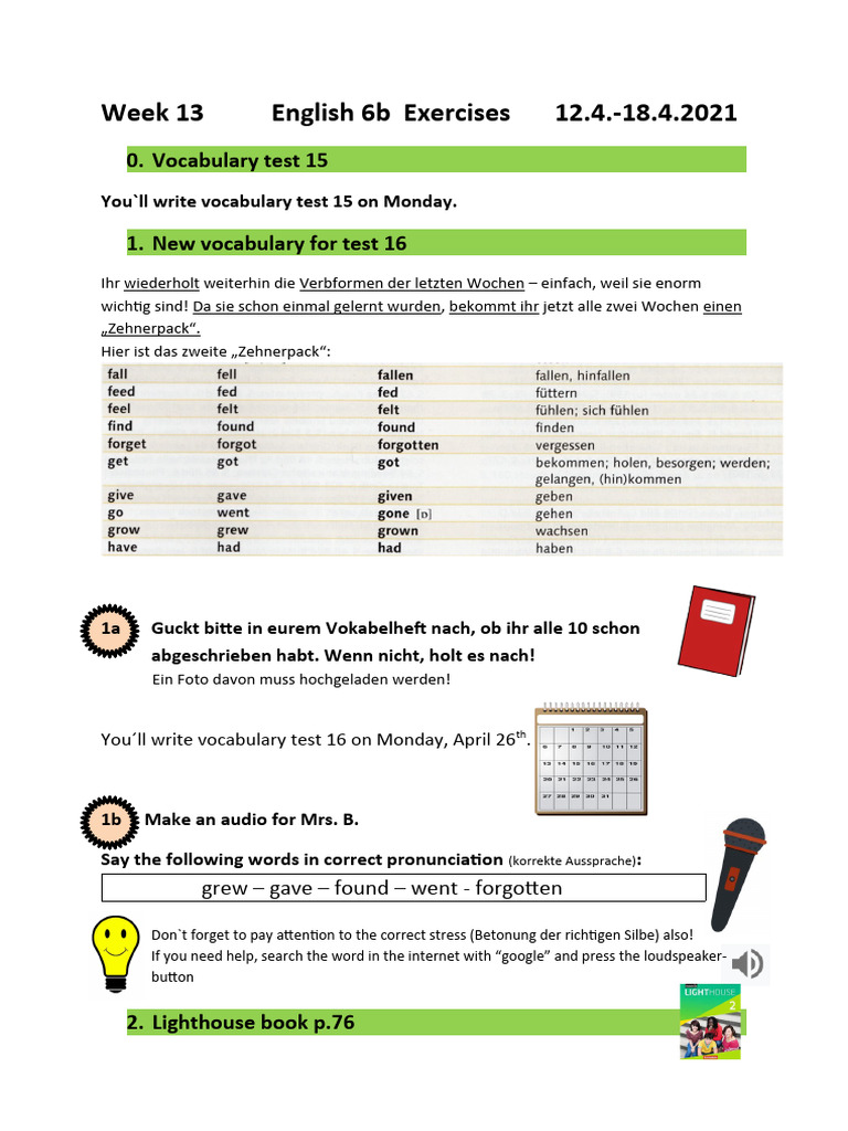 Week 13 English 6b Exercises | PDF