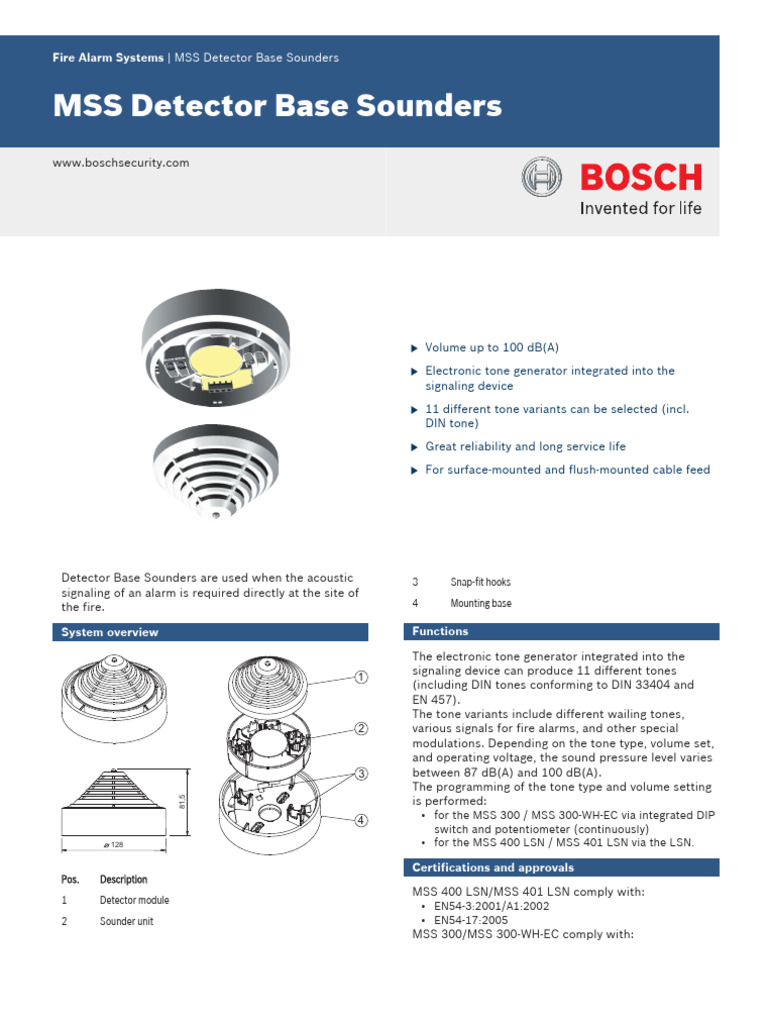 MSS Detector Base Sounders Overview | PDF | Sound | Detector (Radio)