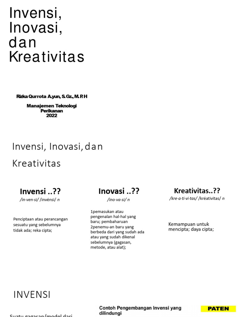 Kuliah 4 - Invensi, Inovasi, Dan Kreativitas | PDF