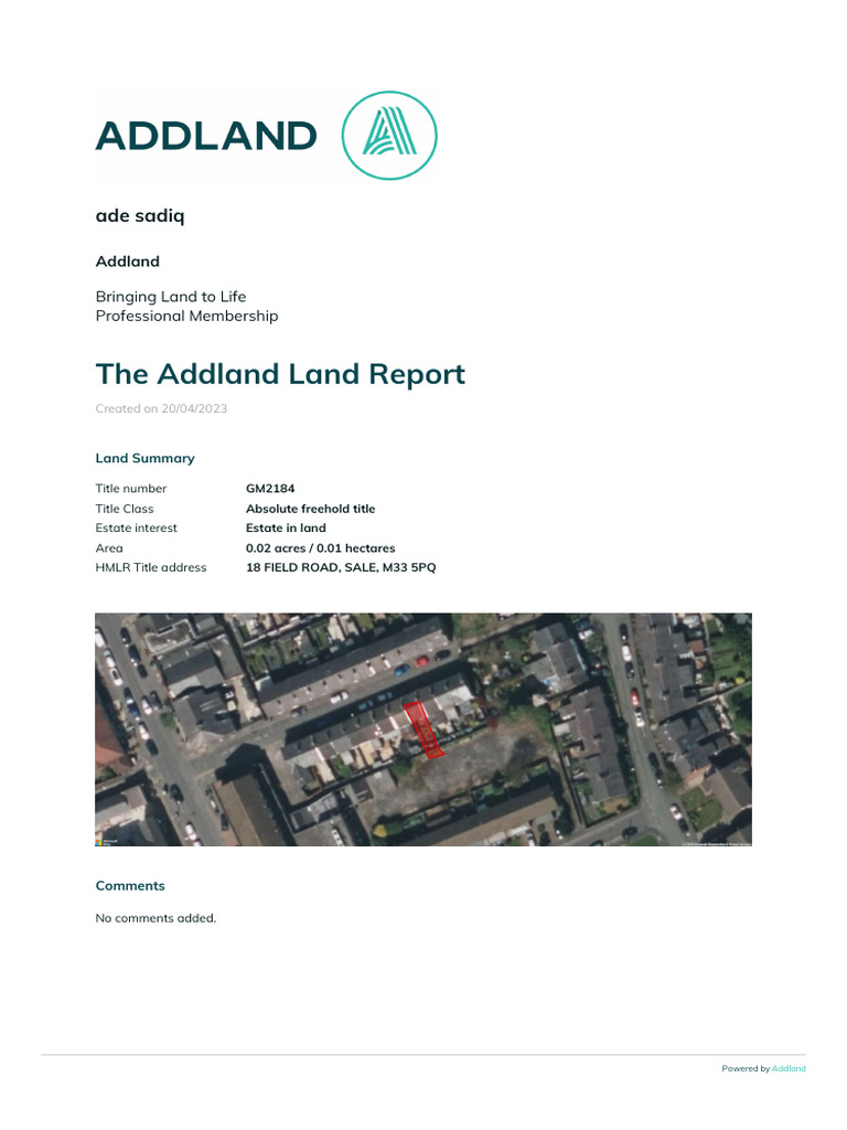 Land Report | PDF | Information | Real Estate Appraisal