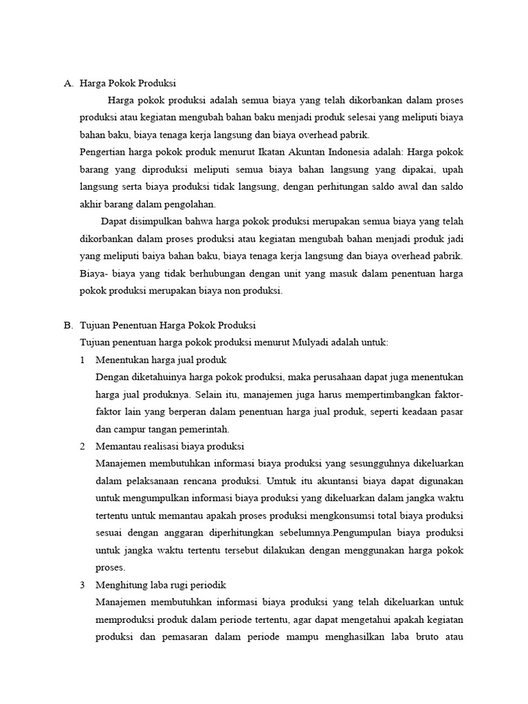 Rangkuman Materi Harga Pokok Produksi | PDF