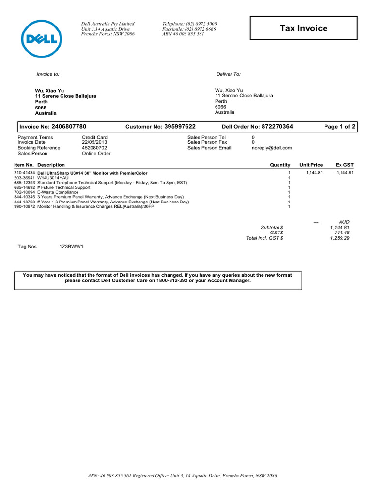 Tax Invoice - Dell Community | PDF