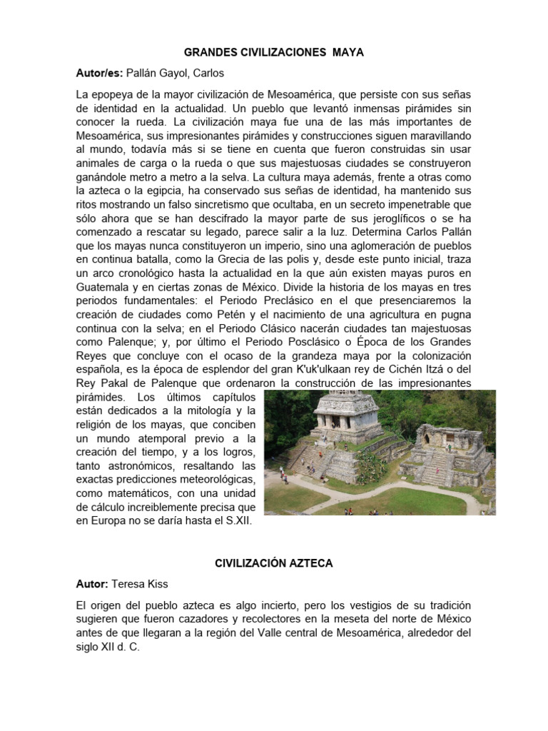 Grandes Civilizaciones Maya | PDF | Imperio Inca | Civilización maya