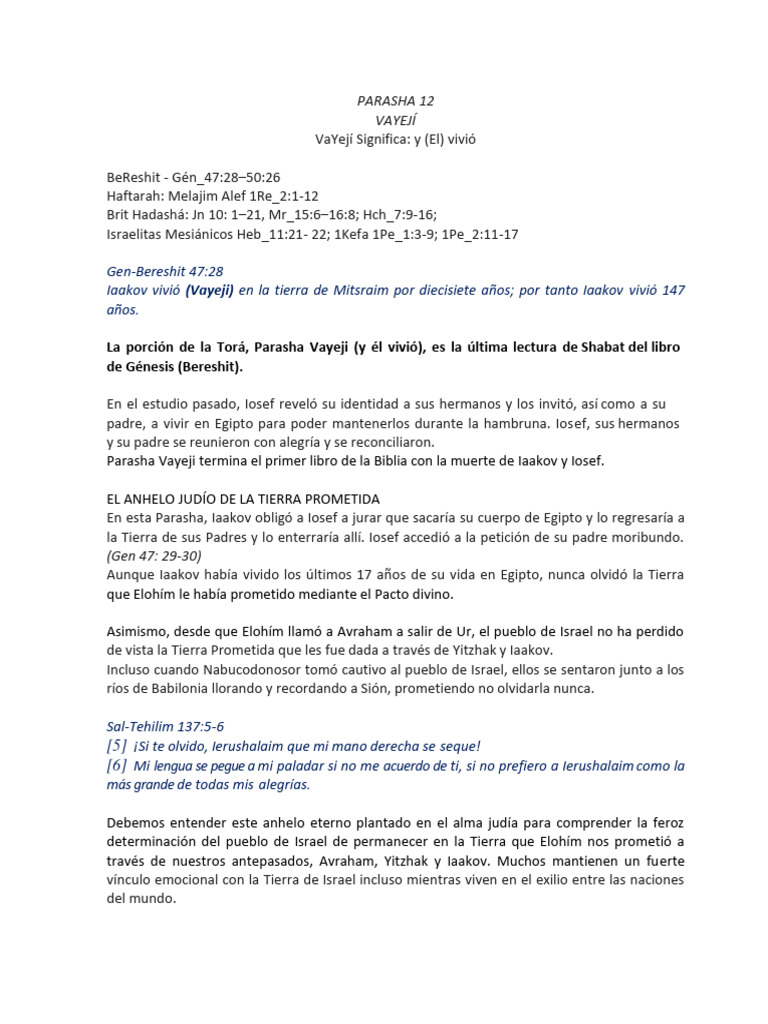 Parasha Vayeji | PDF | Jacob | Mesías