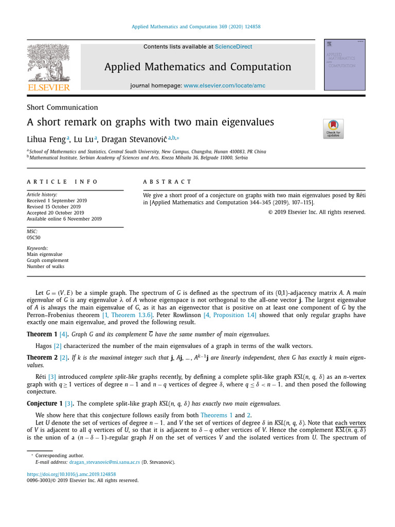 Eigenvalues in Complete Split-like Graphs | PDF | Eigenvalues And ...