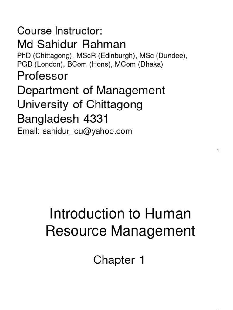 Chap 1 1 Introduction HRM | PDF | Human Resource Management | Human Resources