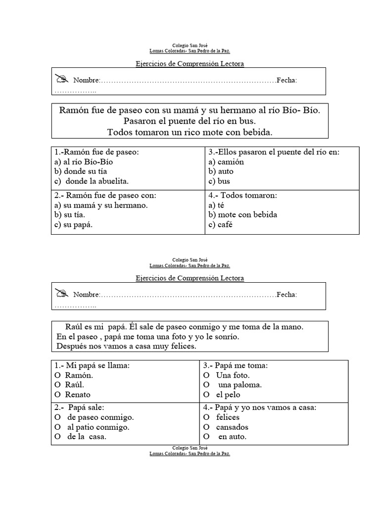 200812150959260.ejercicios de Comprension Lectora Primero Basico | PDF