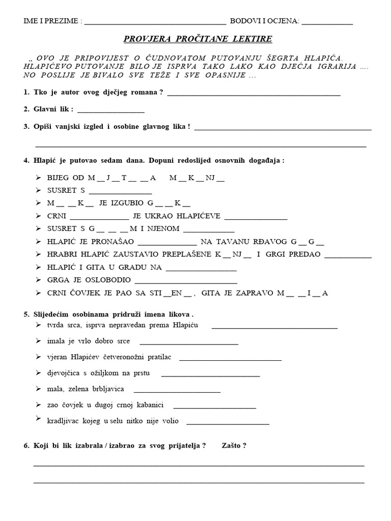 ŠEGRT HLAPIĆ - Lektira Kon | PDF