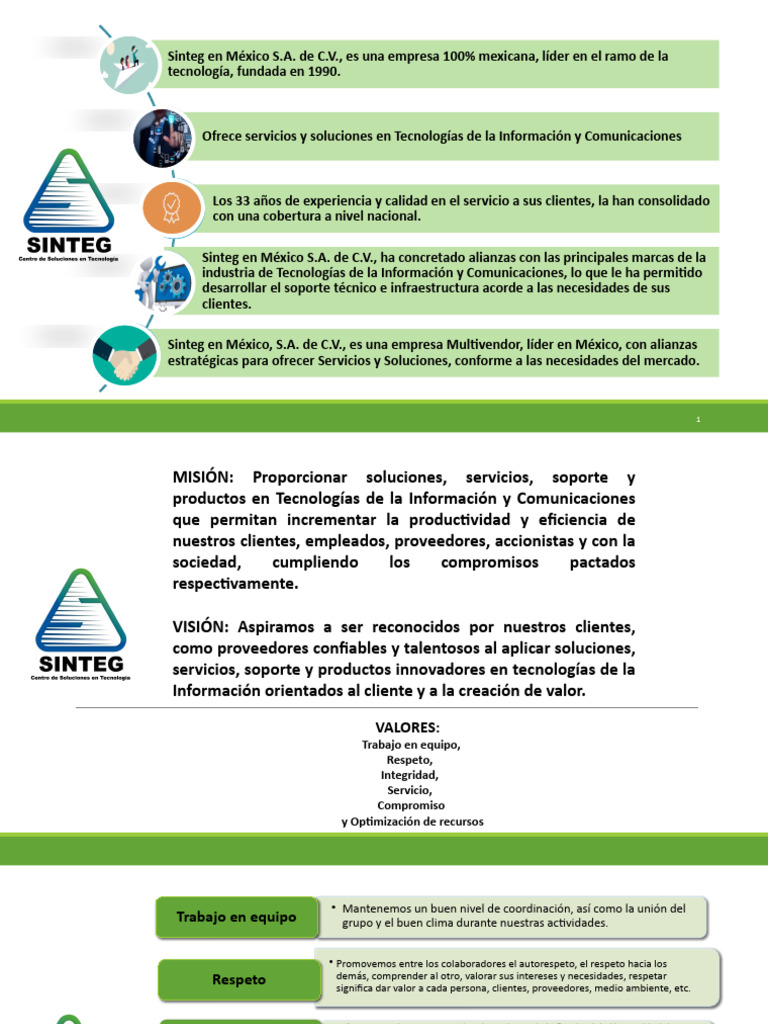 Política Objetivos Mision Vision Valores de SINTEG 2023 | PDF | Calidad ...