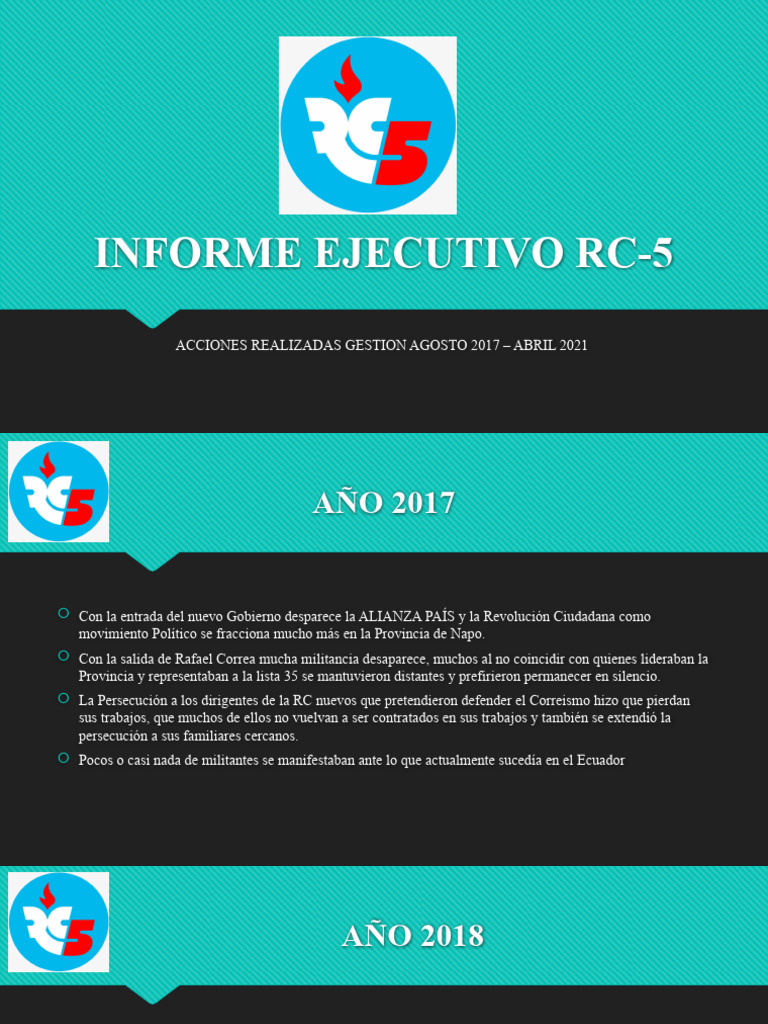 INFORME EJECUTIVO RC-5 | PDF | Eventos políticos | Gobierno