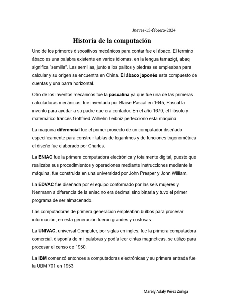 Historia de La Computación | PDF