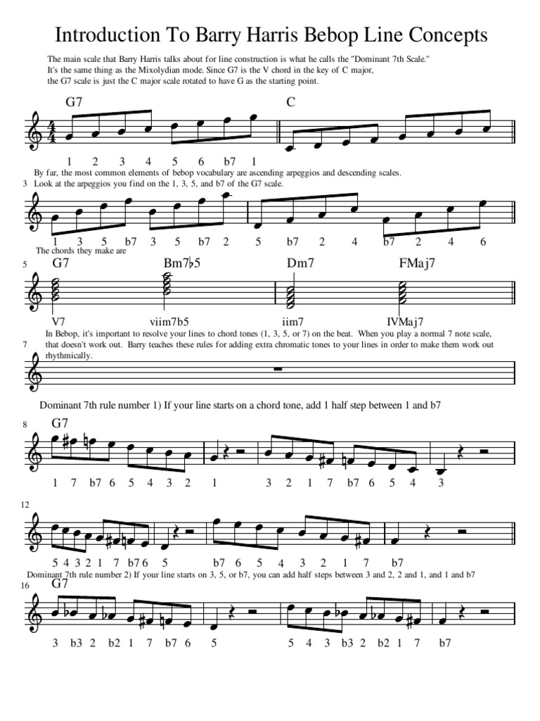 Barry Harris Approach | PDF | Chord (Music) | Scale (Music)