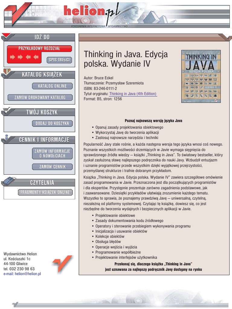 Thinking in Java Edycja Polska Wydanie IV | PDF