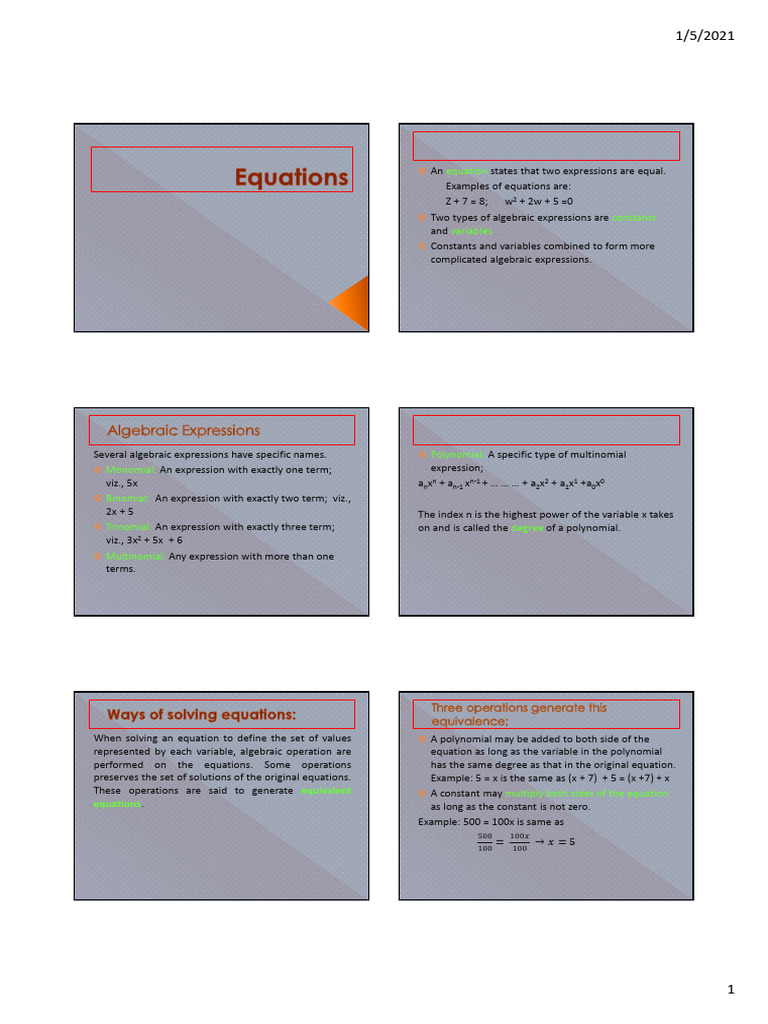 2a. Equation | PDF | Equations | Polynomial