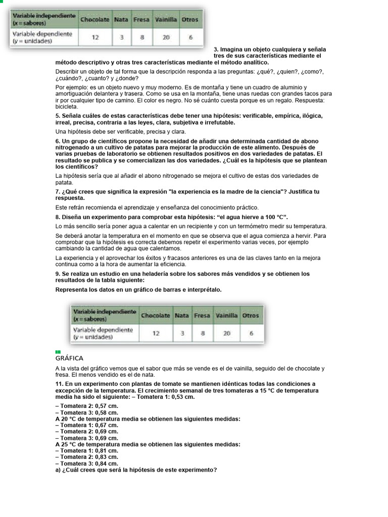 Actividades Metodo Cientifico | PDF | Método científico | Experimentar