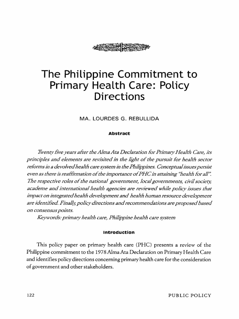 Revisiting Alma Ata in Philippine Health Care | PDF | Social Programs ...
