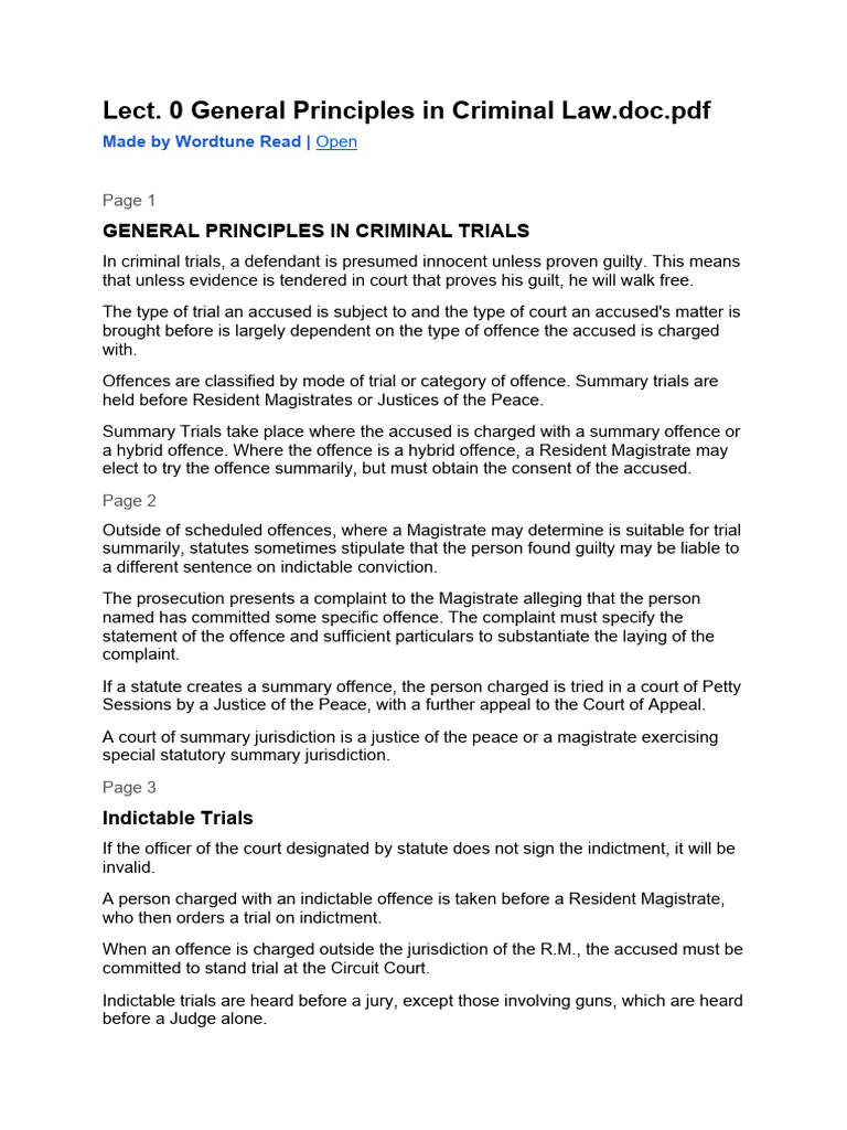Criminal Trial Principles Explained | PDF | Burden Of Proof (Law) | Felony