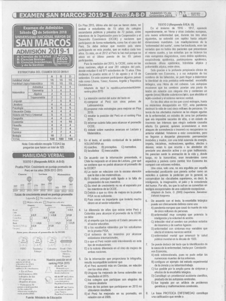 San Marcos - Examen 2019 ABD | PDF